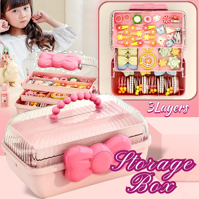 3Layer Clear Jewelry Hair Accessories Storage Box Organizer Display ...