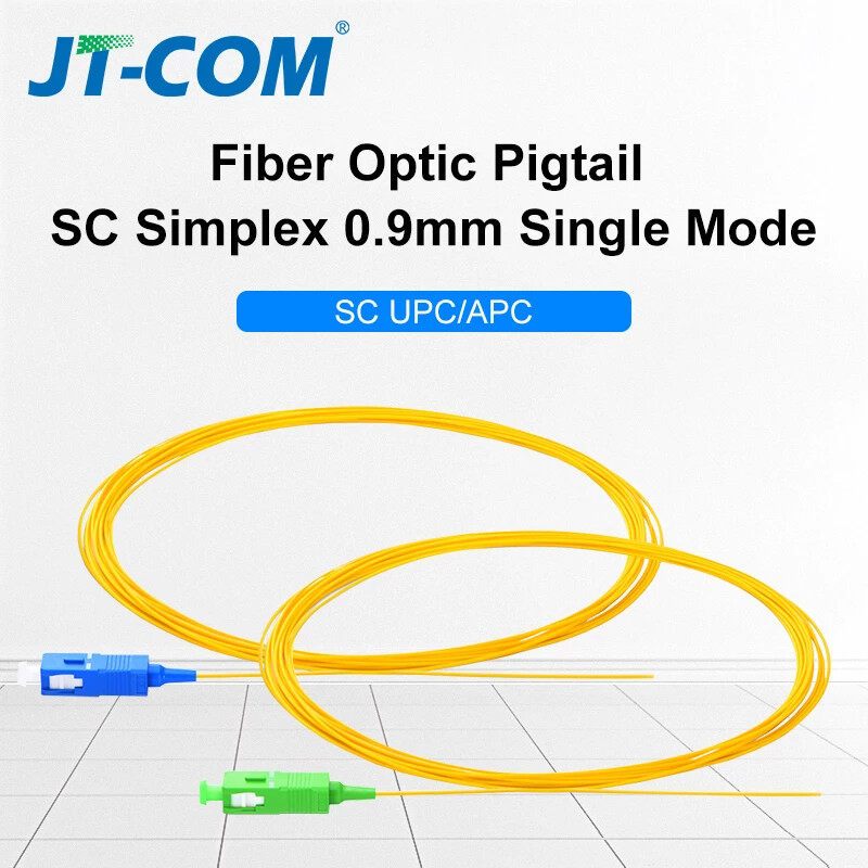 JT-COM 10PCS Fiber Optic Pigtail SC APC/UPC Simplex 0.9mm 9/125 Single ...