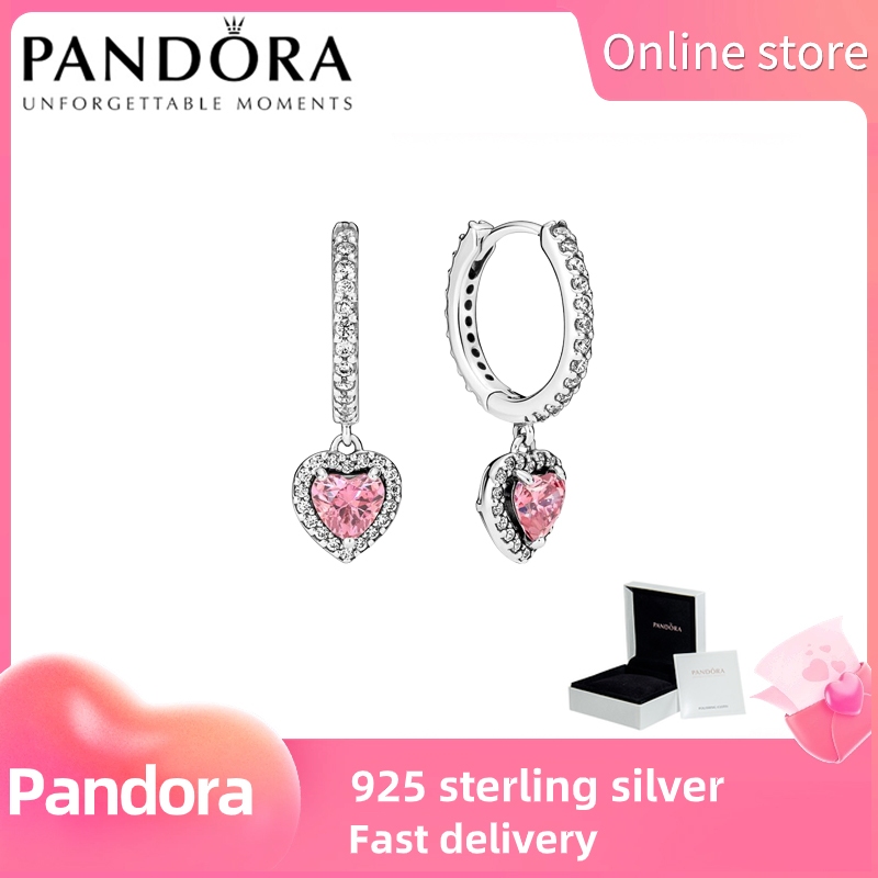 100% S925 sterling silver [291445C01]Sparkling Halo Heart Hoop Earrings ...