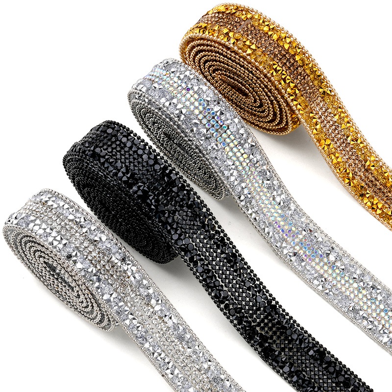 1Yard Hot Fix Rhinestone Tape Crystal Decorative Tape Diamond Ribbon ...