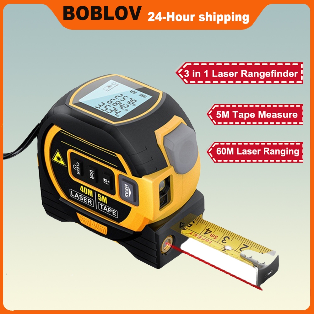 3-in-1 Laser Rangefinder – 5M/40M/60M Range | Backlight LCD, Distance ...