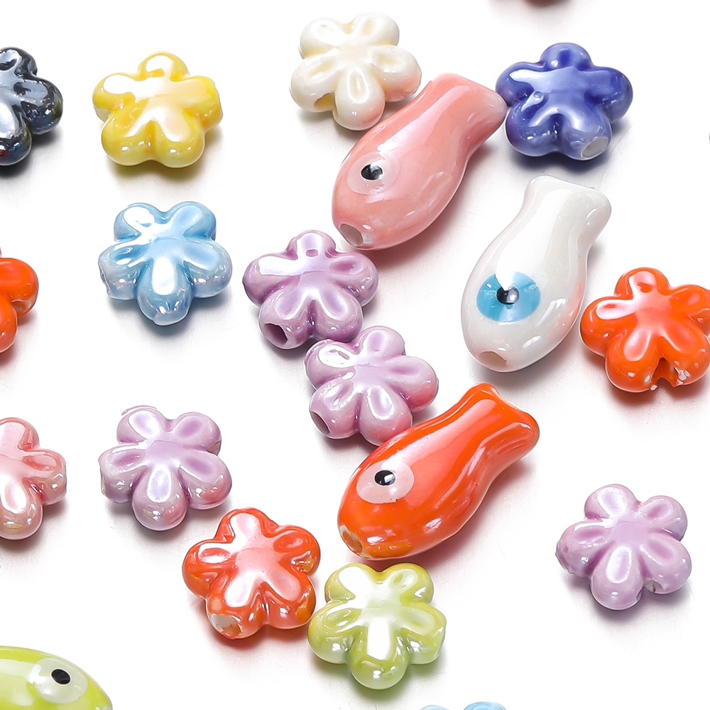 St.kunkka Five Random Mixed Color Ceramic Beads diy Ceramic Fish-Shaped ...