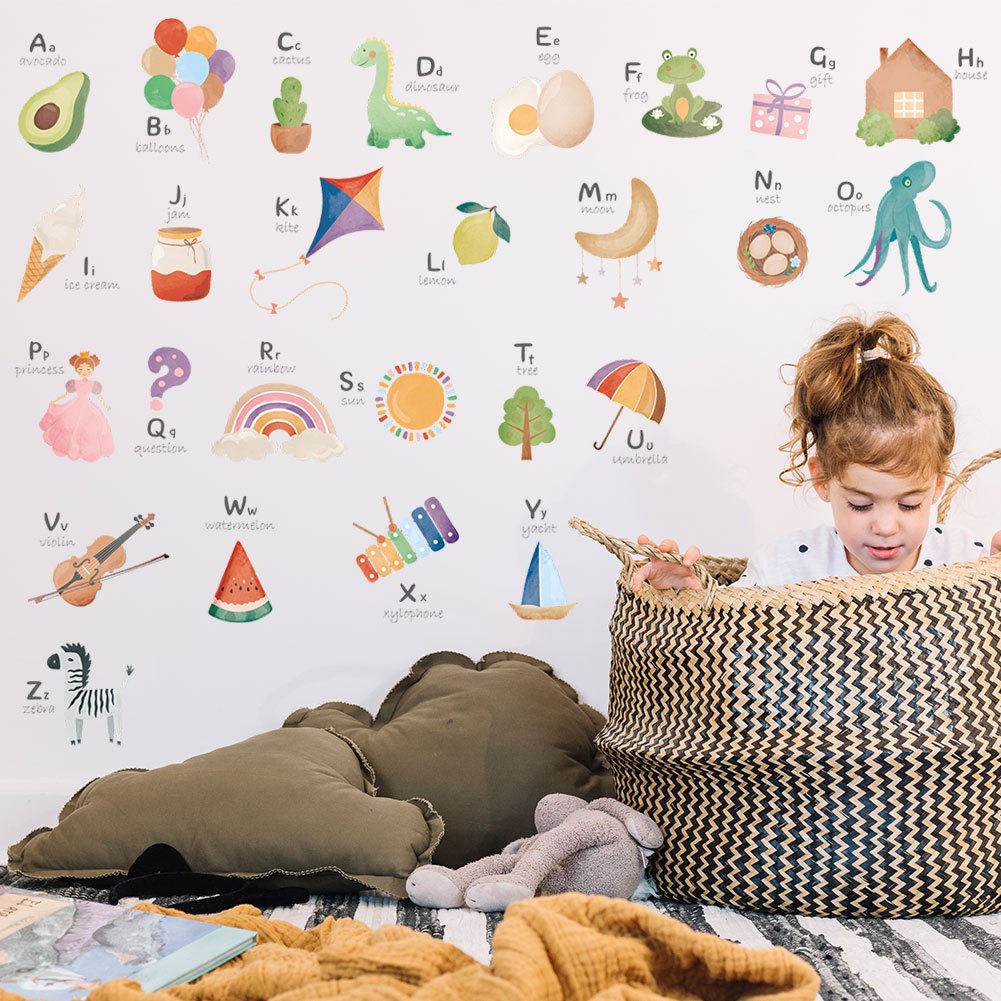 Cartoon English Alphabet Teaching Wall Stickers Children's Room ...