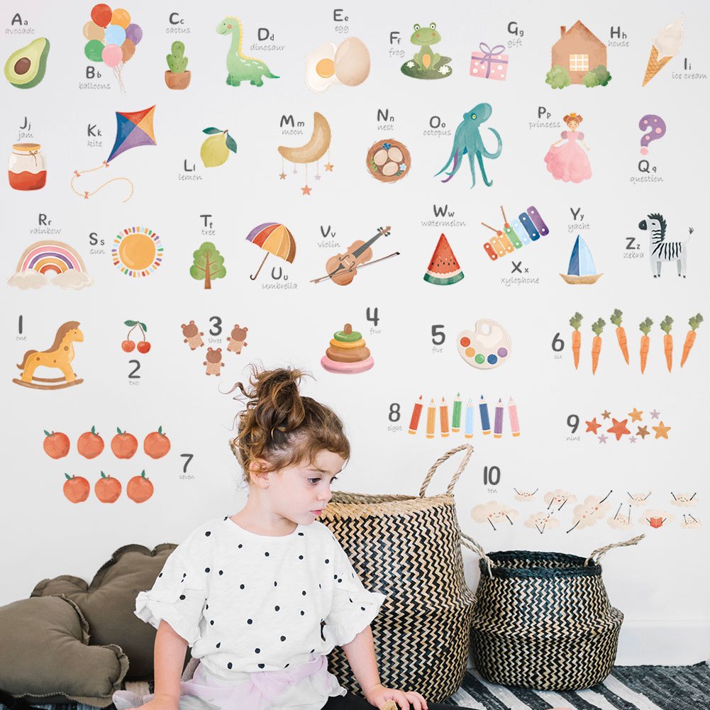 Cartoon Cartoon Number Animal Stickers Cute Letter Teaching Wall ...