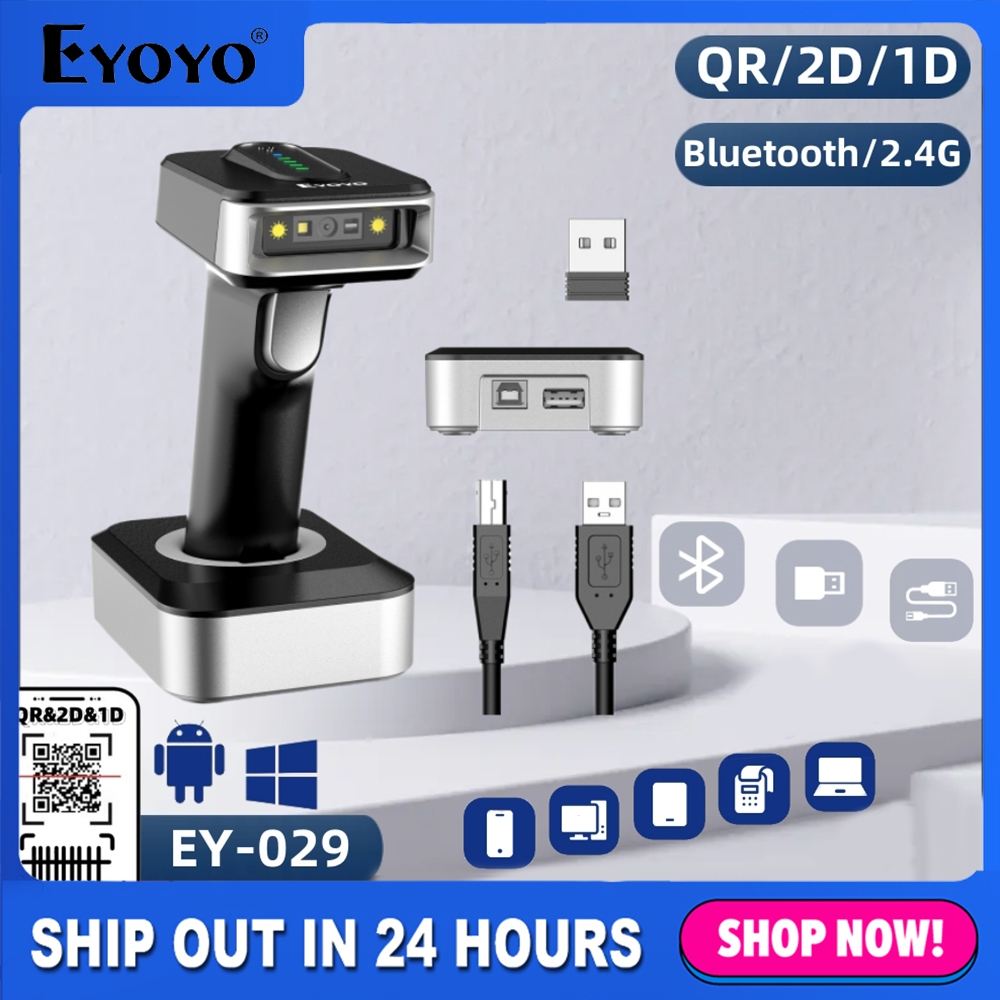 【สินค้าขายดีและจัดส่งรวดเร็ว】Eyoyo 2D Bluetooth Barcode Scanner ...