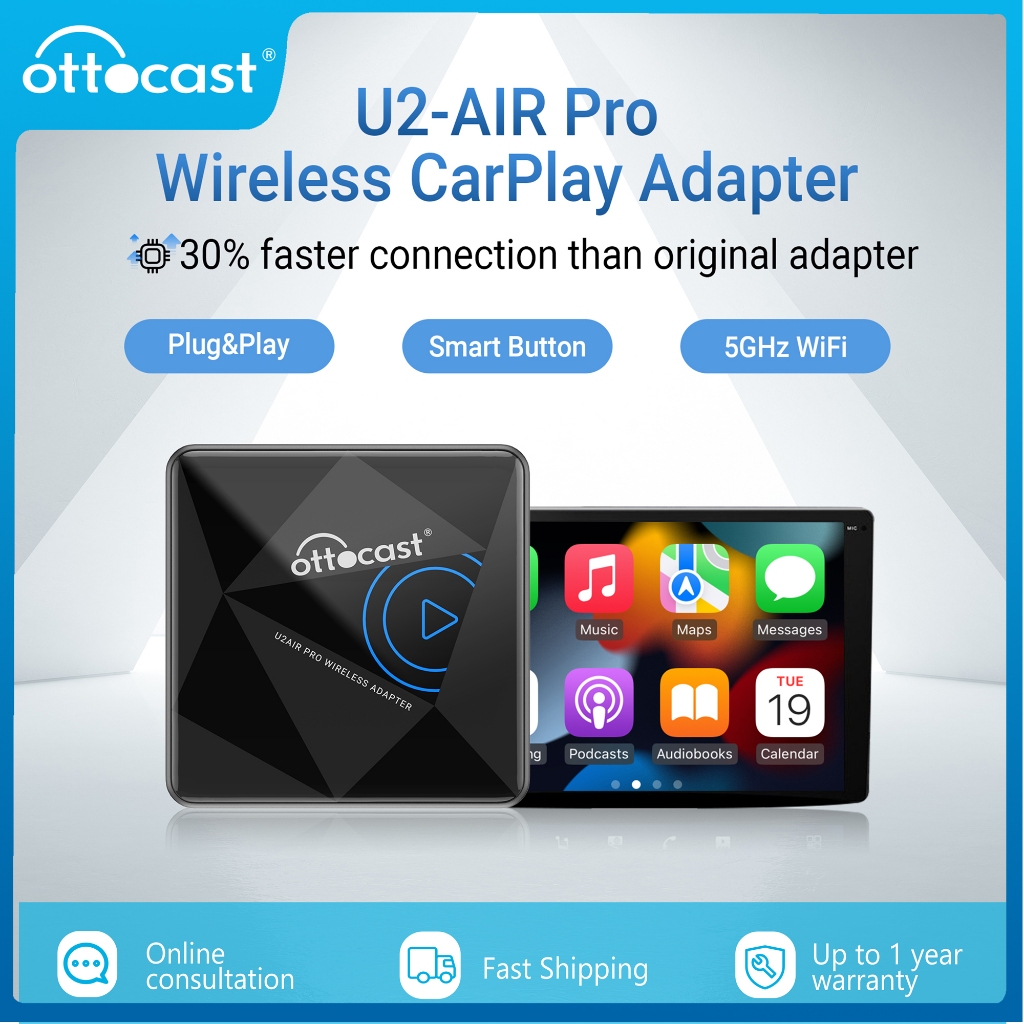 OTTOCAST U2 Air PRO Wired to Wireless CarPlay Adapter CarPlay Dongle Bluetooth Wifi USB ...