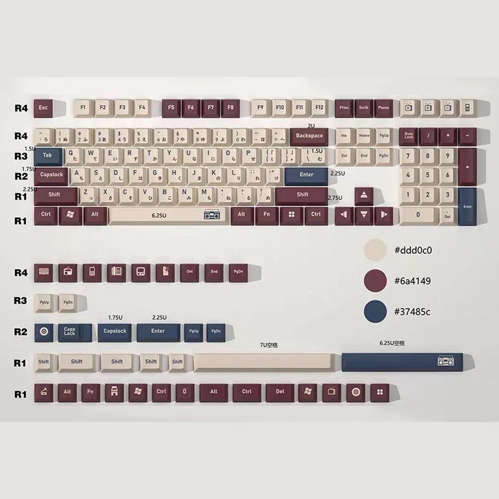 GKS CHERRY PROFILE HALF SUGAR MILK TEA DYE SUB KEYCAP SET THICK PBT FOR ...