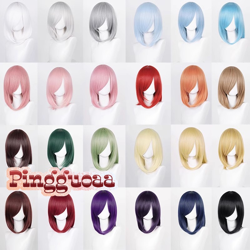 Girls Long Bangs Cosplay Wig 40cm Long Universal Straight Multicolor ...