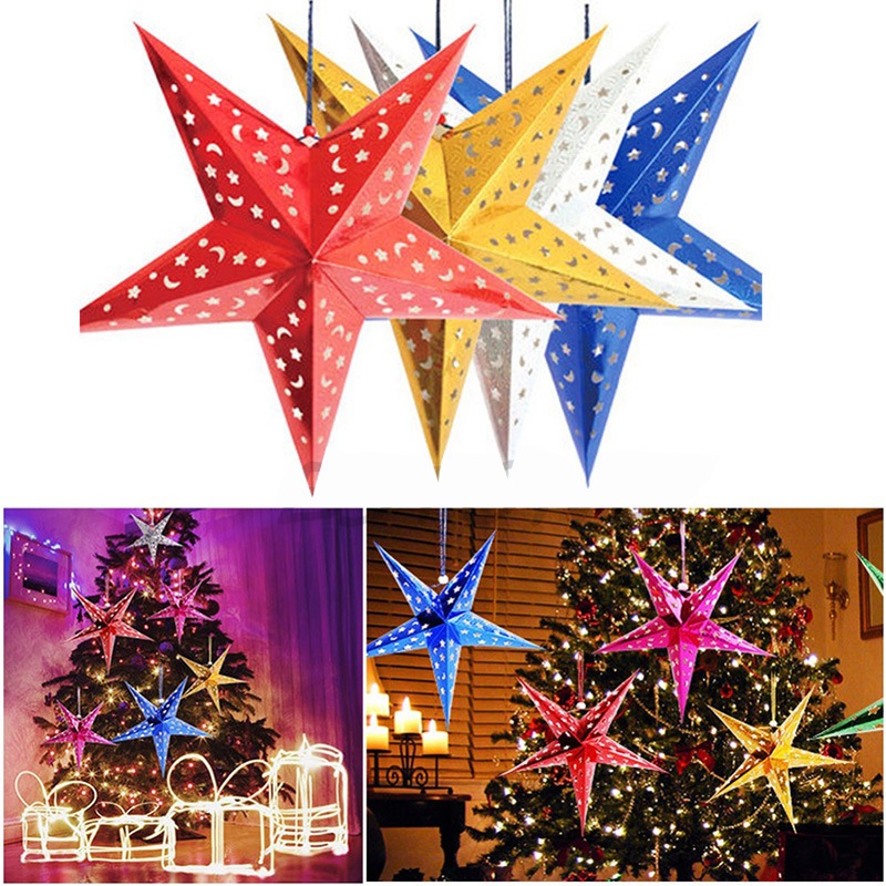 Parol star decoration 3D laser five pointed star lantern Lights ...