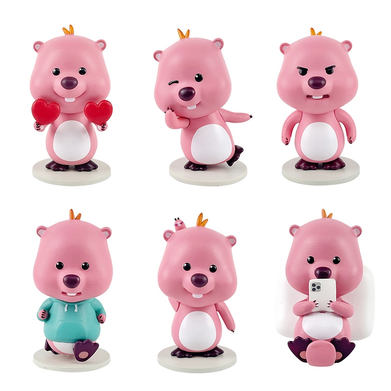 6Pcs/Set 6-7cm Korean Cartoon Pororo the Little Penguin Zanmang Loopy ...