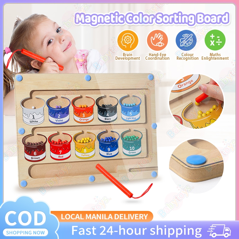 Magnetic Color Sorting Board and Number Maze Magnet Children's Wooden ...