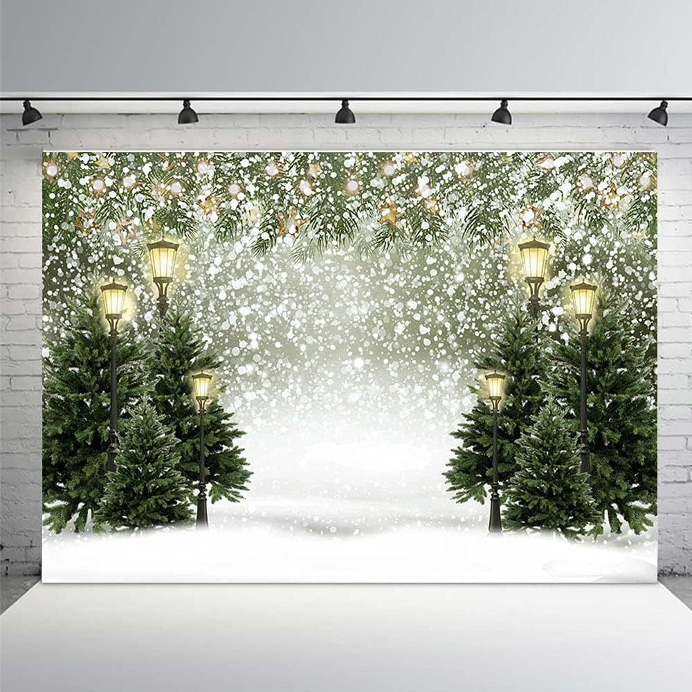 7x5ft Christmas Winter Wonderland Photography Backdrop Snow Scenery Pine Tree Christmas Photo ...