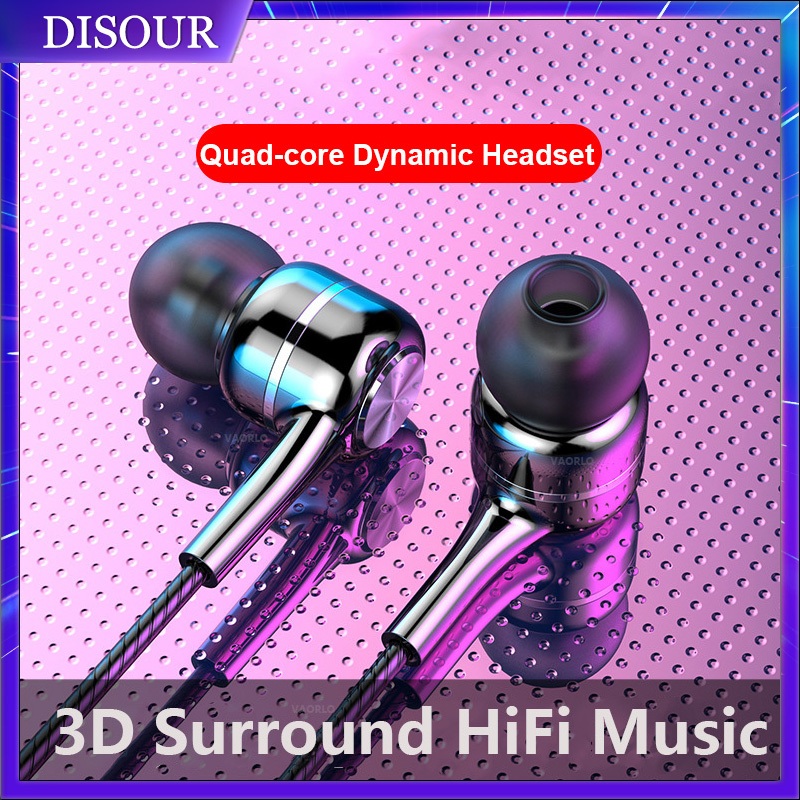 3.5MM In-Ear Earbuds Quad Core Dynamic Headset Piano HiFi Super Bass ...