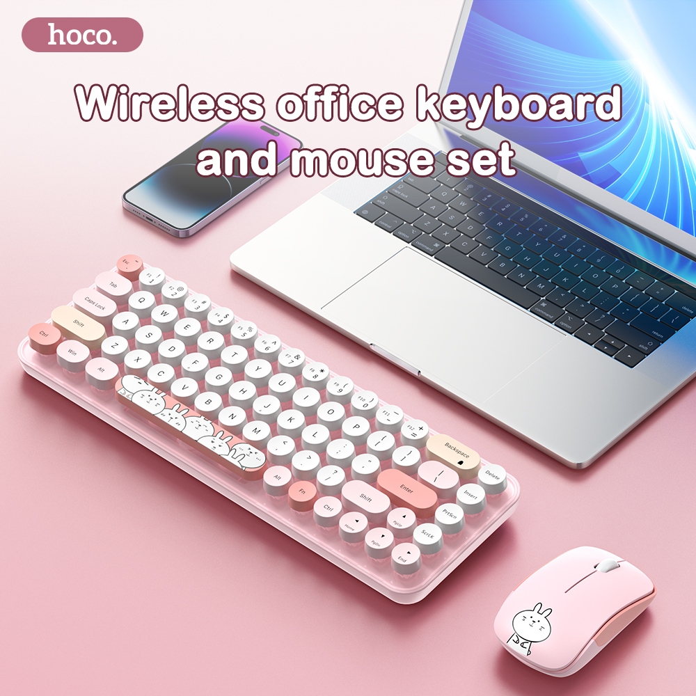 HOCO K7 Portable Wireless Keyboard Mouse Set 68 Keys Colorful Button ...