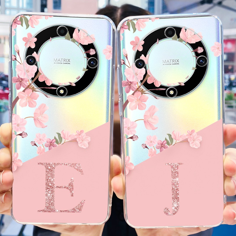 For Honor X9a 5G Case RMO-NX1 Fashion Flower Letters Soft Silicone ...