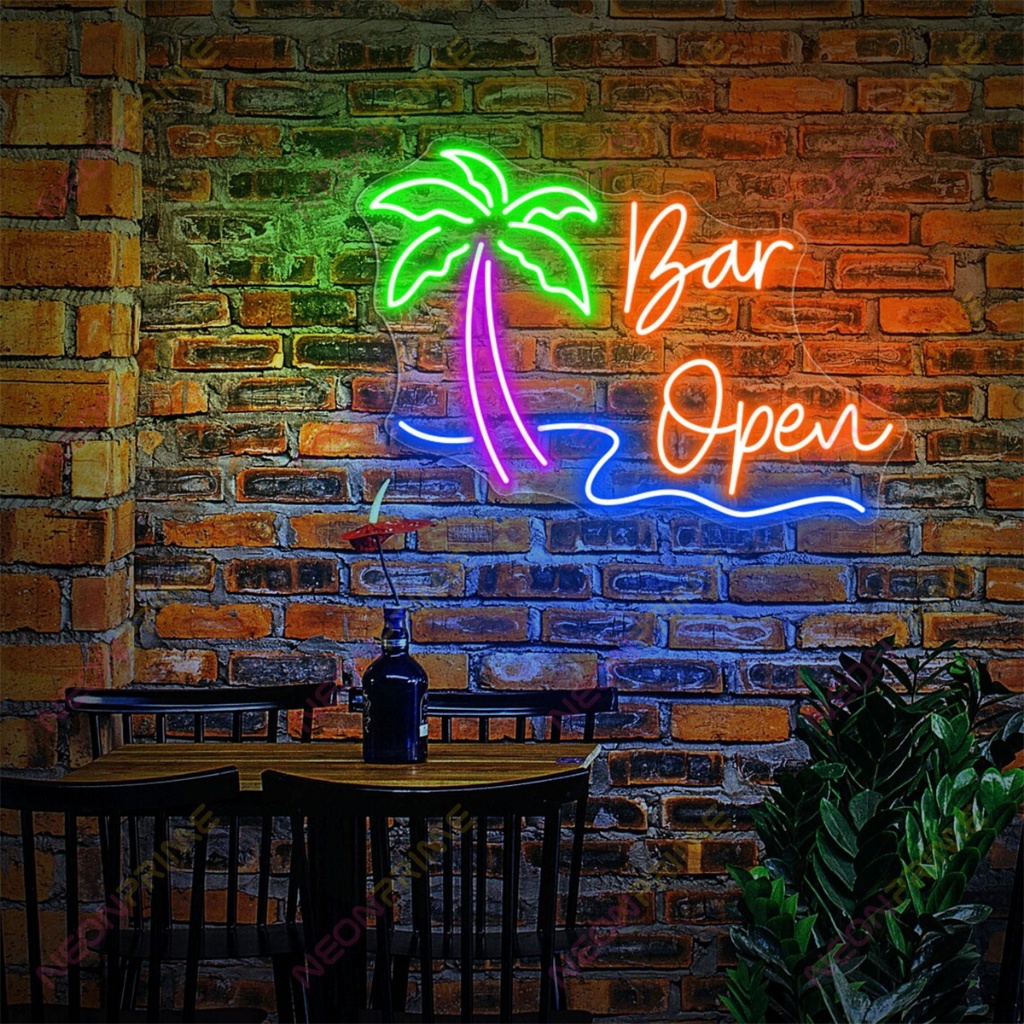 Bar Open Neon Sign for Wall Decor Beach Bar Open Neon Signs Bar Wall ...