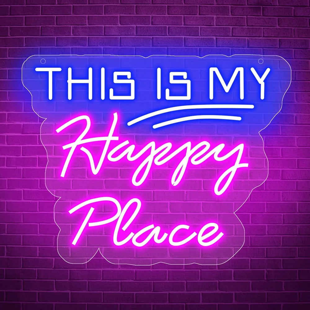 This is My Happy Place LED Neon Light Wall Art Sign, Neon Sign for Home ...