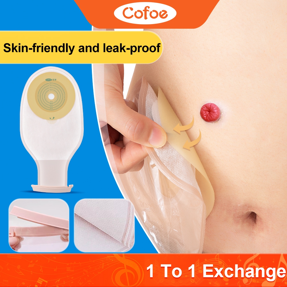 Cofoe 10pcs Medical One-piece System Colostomy Bag Disposable Drainable Pouch Stoma Cut to Fit ...