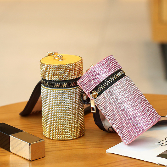 BlingBling Keychain New Cylinder Lipstick Bag Glitter Lipstick Storage ...