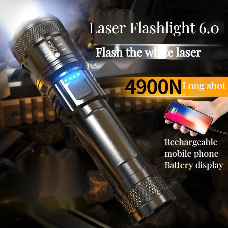 Strong light long-range flashlight outdoor patrol telescopic zoom ...