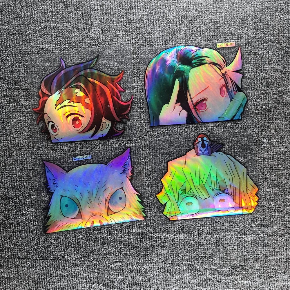 Car Stickers Demon Slayer 鬼滅の刃 Anime Laser Reflective Decoration For ...