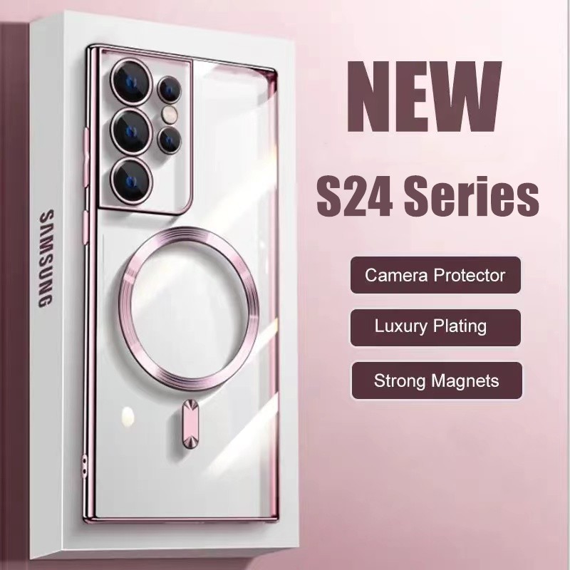 Magnetic Wireless Charge Clear Case For Samsung Galaxy S24 Ultra S23 S22 Plus Ultra S21 S23 FE ...