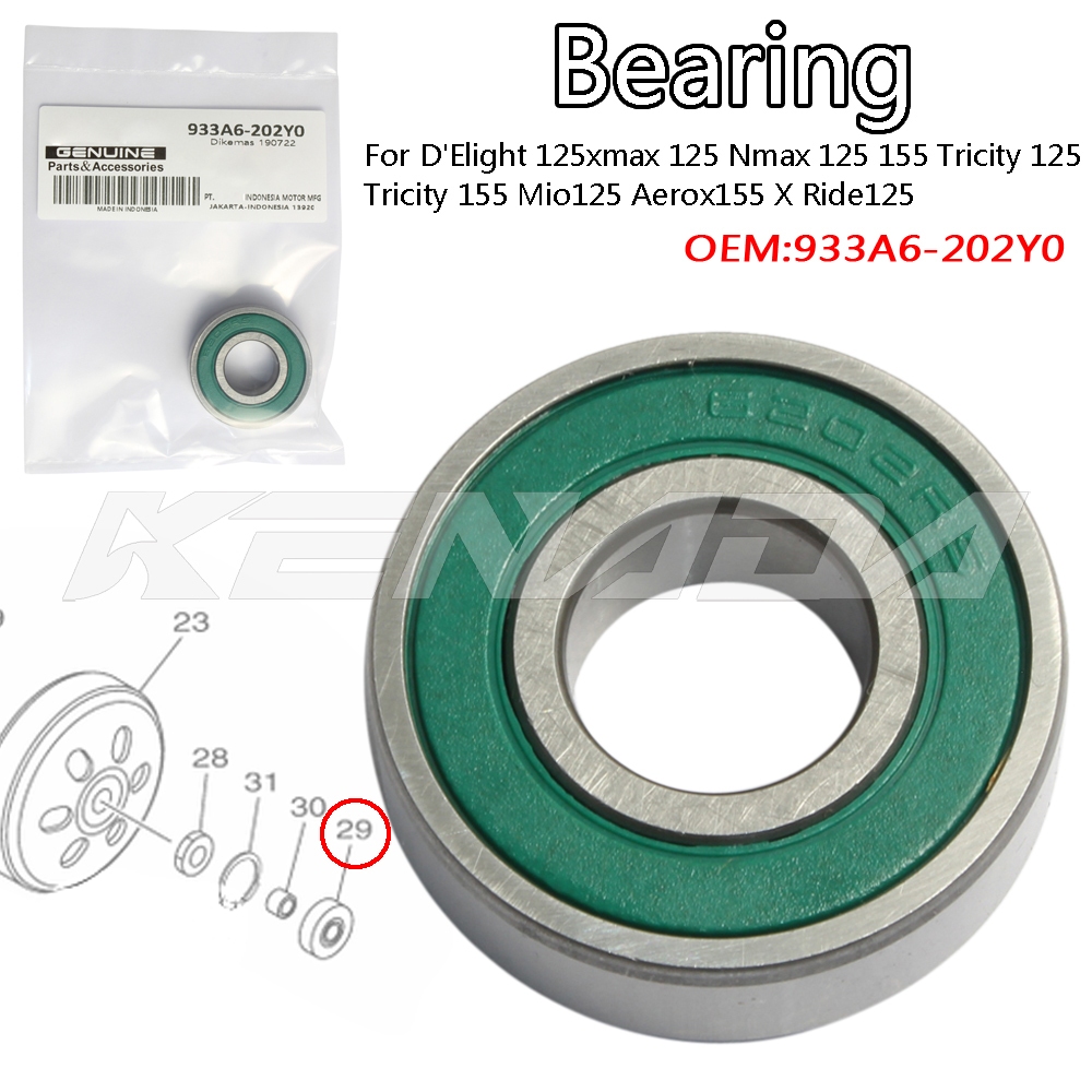 YAMAHA FOR BEARING CRANKCASE COVER 933A6-202Y0 FOR NMAX/AEROX/M3/GRAVIS/GEAR/FAZZIO/MIO i125/MIO ...