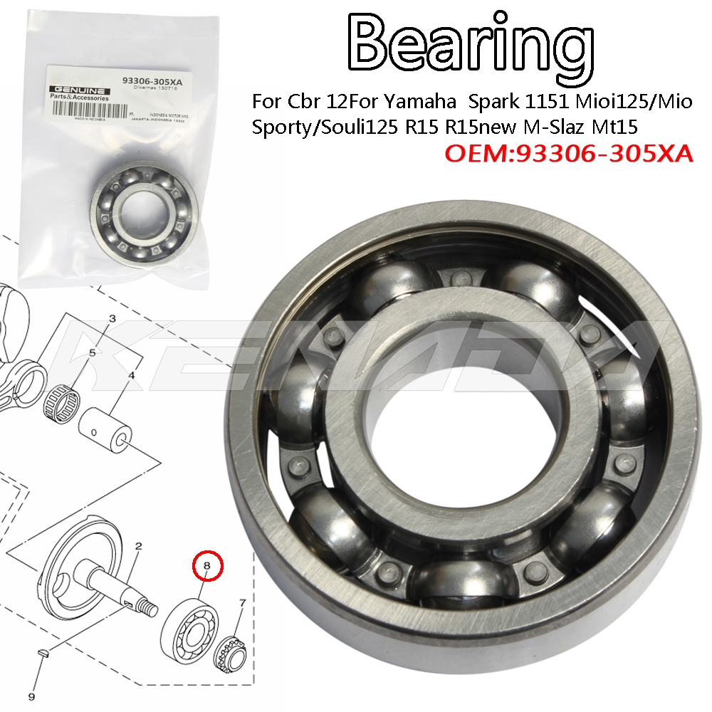 Crankshaft Bearing 93306-305XA (Pulley Side) for MIOi125/MIO Sporty ...