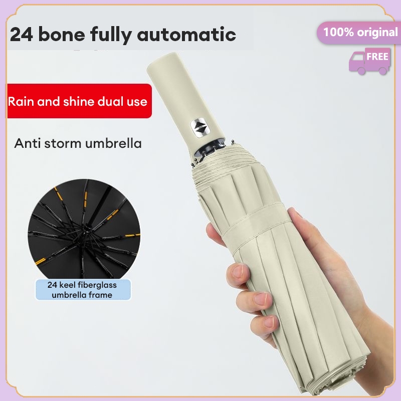 24 bone fully automatic umbrella reverse folding umbrella reflective ...