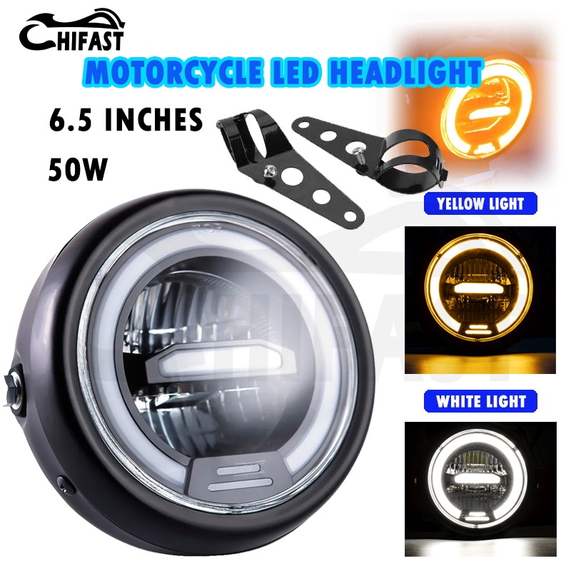 HIFAST Universal Retro Motorcycle LED Headlight Head Lamp LED Light ...