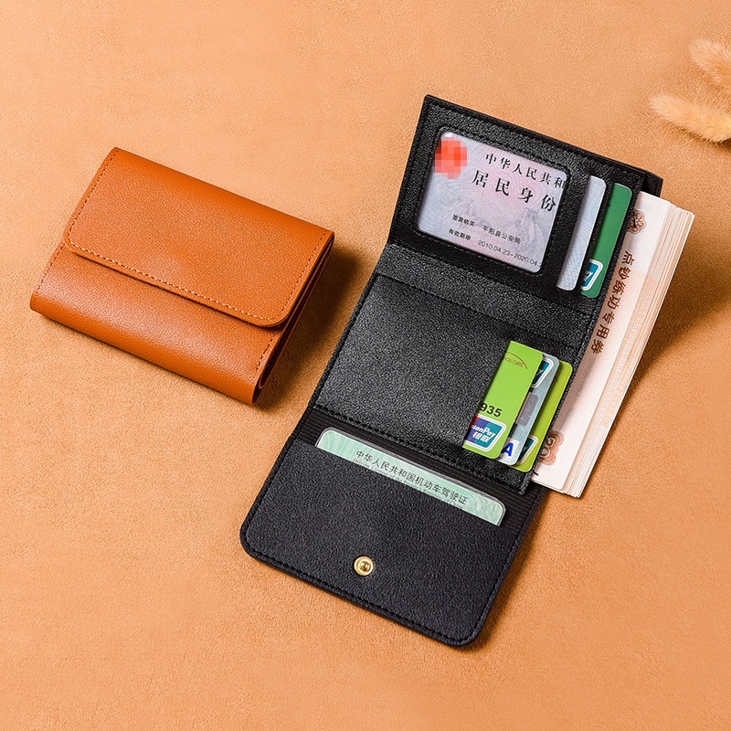 New Wallet Women's Short Korean Simple Solid Color PU Leather Wallet ...