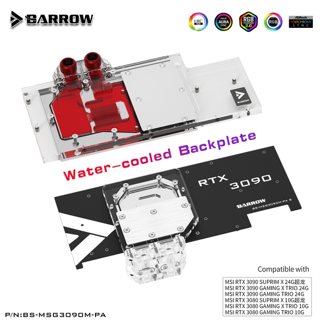 BARROW Active Cooling Water Block use for MSI 3090 3080 TI RTX GAMING X ...