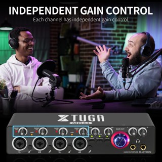 XTUGA MD44 4 Channel Professional Audio Interface Stereo/Mono USB Sound ...