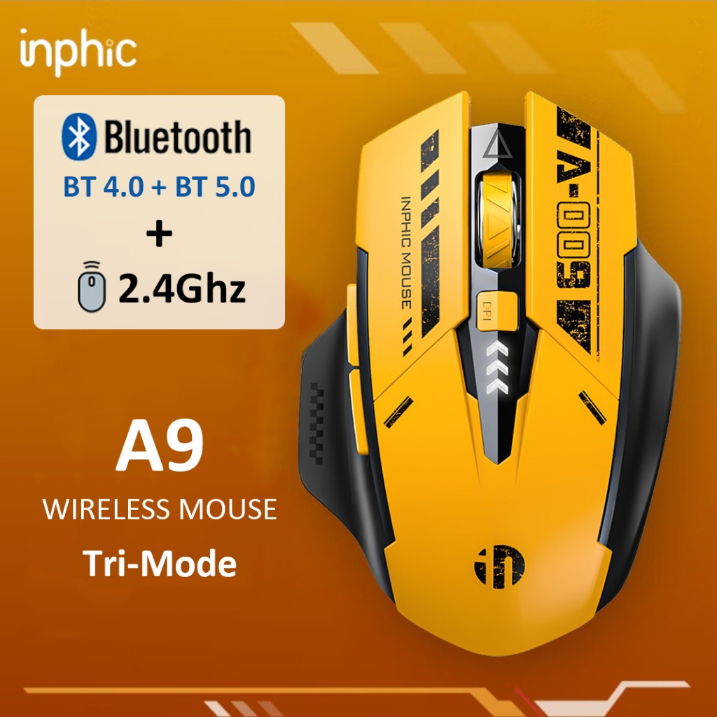 Inphic A9 Tri Mode Mecha Bluetooth 2 4g Wireless Mouse Rechargeable Office Gaming Mouse