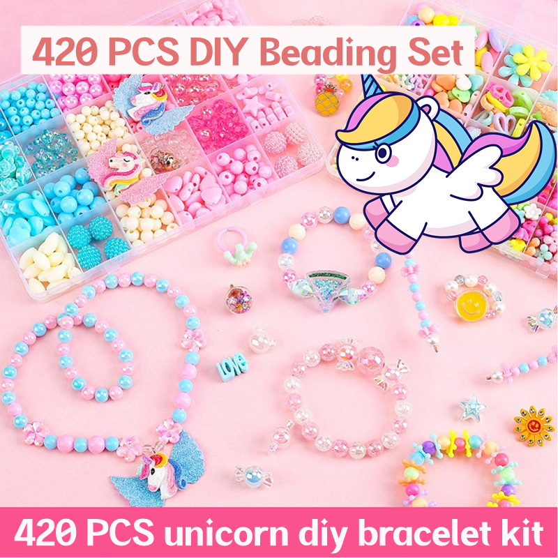 420PCS DIY Bracelet Beads Set Unicorn Jewelry Kids Toy Making ...