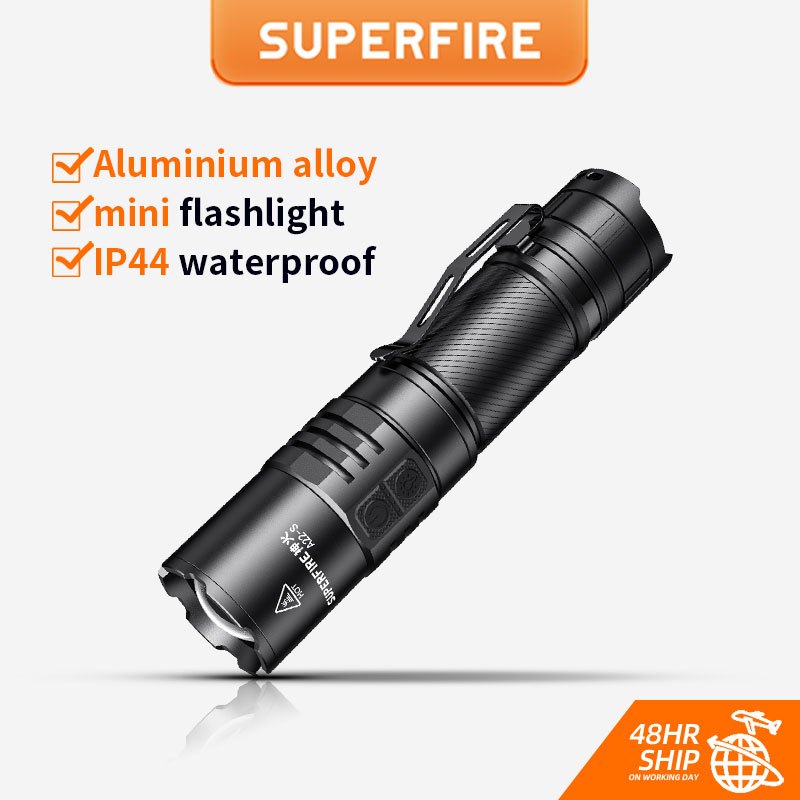 SUPERFIRE A22-S LED Flashlight 36W EDC Portable Zoomable Torch Ultra Powerful Rechargeable ...