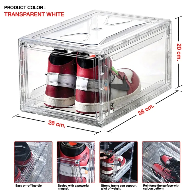 【Ready stock】Acrylic Shoe Box hard case Magnetic Transparent Side Drop ...