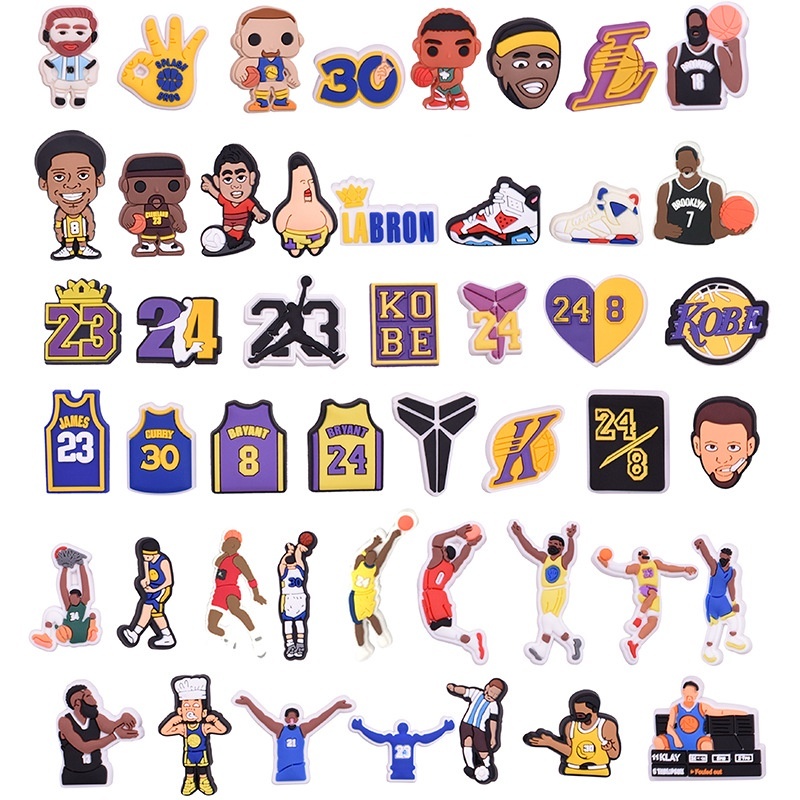Shoes Charms for Jibbitz For Crocs Basketball DIY Pins Button NBA Kobe ...