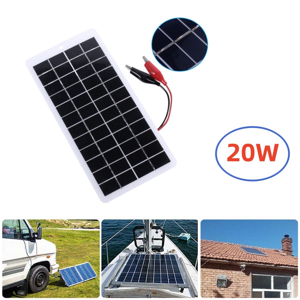 20W 20Watt 12V 415MA Solar Panel With Wire Mini Solar System DIY ...