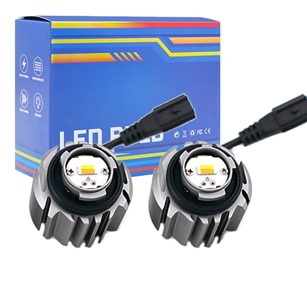 2 PCS Dual Color White Golden Yellow Lime Green L1B Car LED Fog Lights ...