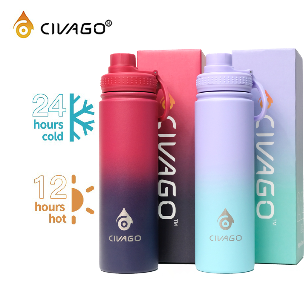CIVAGO 650ML 22oz Tumbler Wide Mouth with Cap Lid Vacuum Insulated ...