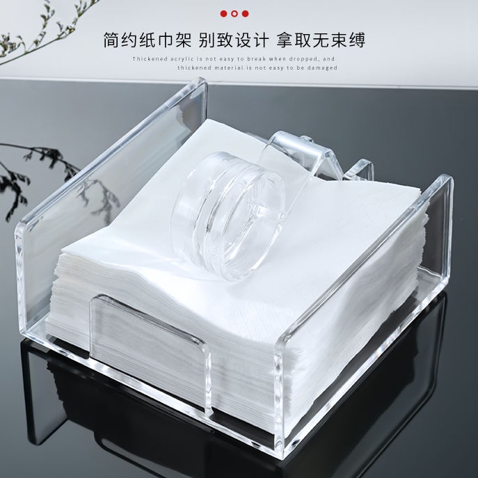 Square Clear ♥Acrylic transparent tissue storage box ♥Cocktail Napkin ...