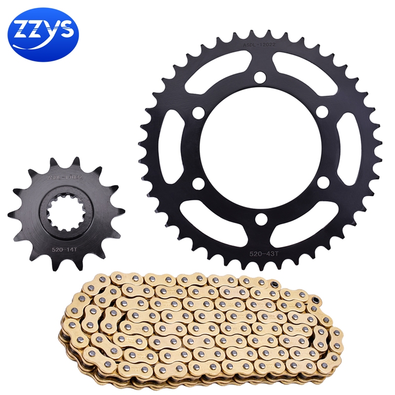 520 14T 39T 43T Motorcycle Front Rear Sprocket Chain Set For Kawasaki ...