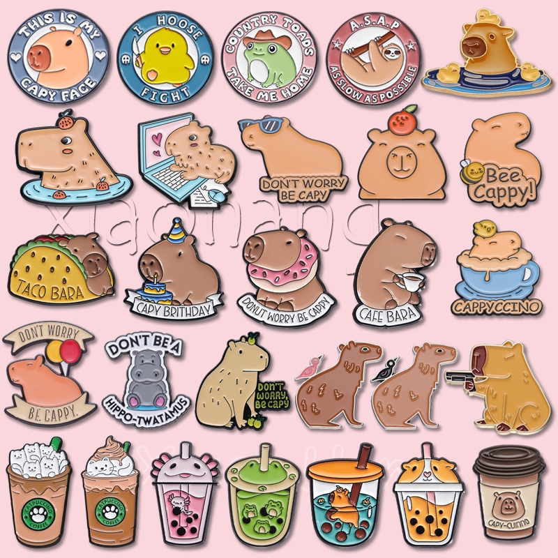 Cute Capybara Enamel Pins Animal Brooches Cartoon Capy Brooch Funny ...