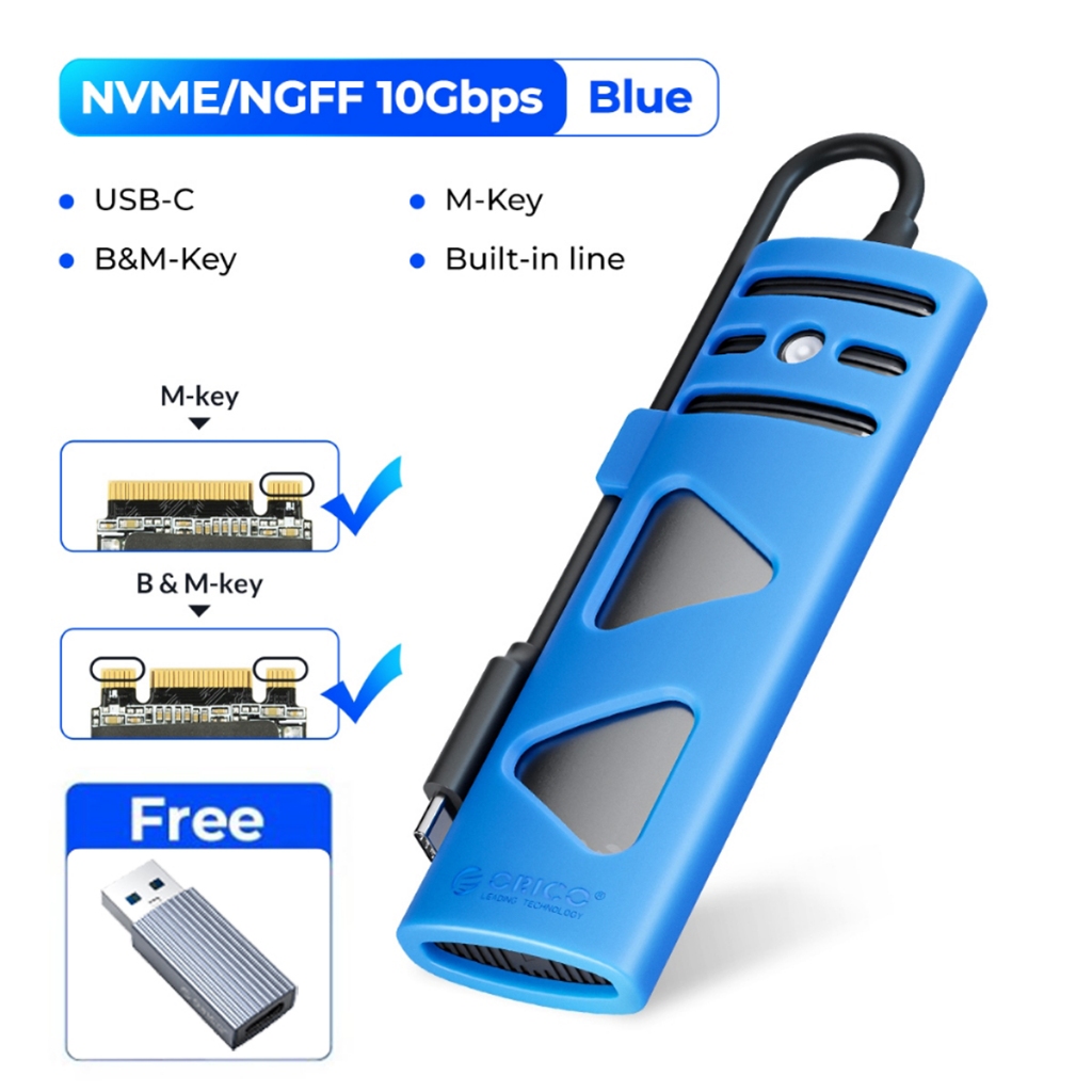ORICO Portable M.2 NVMe SSD Enclosure NVME&SATA Dual Protocol Case Tool ...