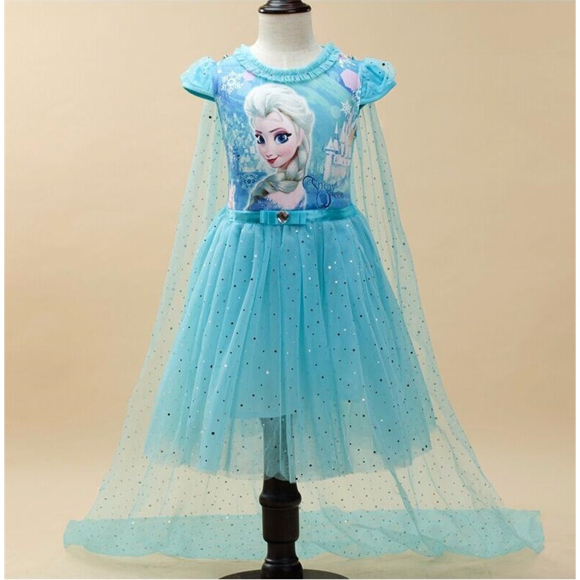 Girls Frozen Elsa Anna Summer Dress Disney Kids Summer Party Cartoon ...
