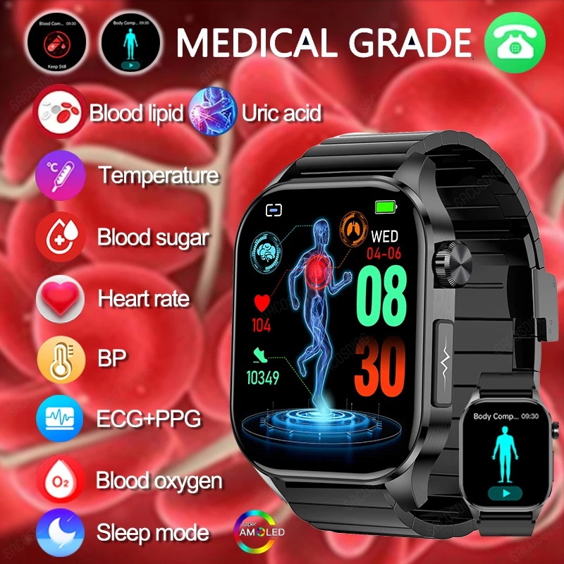 2024 New Health Blood Lipids Uric Acid Blood Glucose Smart Watch ECG ...