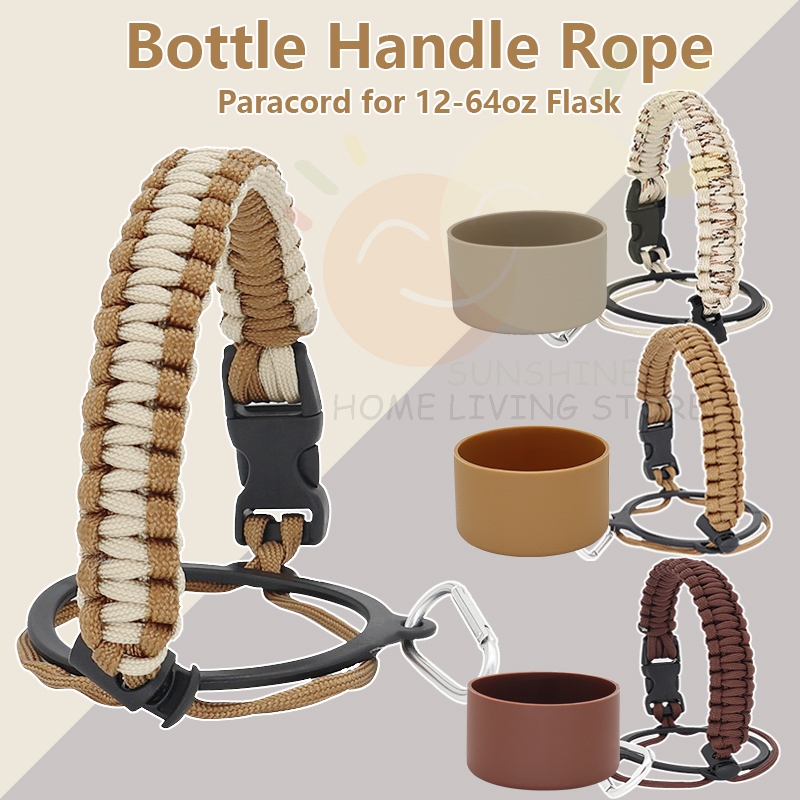 LinBaiFlask 18oz 32oz 22oz Brown Handle Rope Bottle Paracord and Rubber ...
