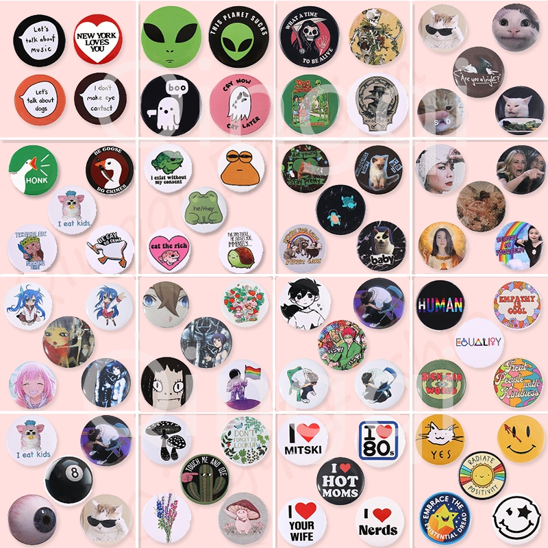 4-5pcs/set Tinplate Pin Button Cartoon Anime Characters Round Icon ...