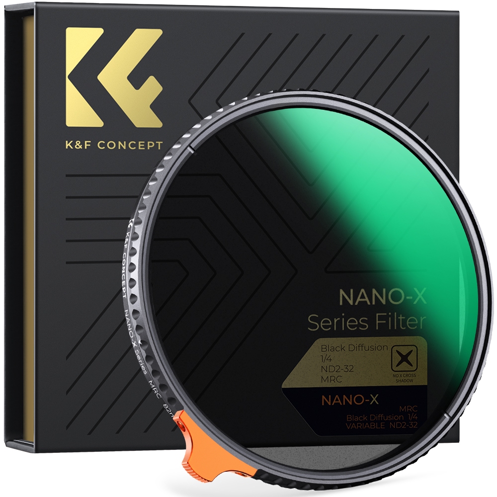 K&F Concept 2-in-1 Black Mist Diffusion 1/4 & ND2-ND32 Variable ND Lens Filter 28 Multi-Layer ...